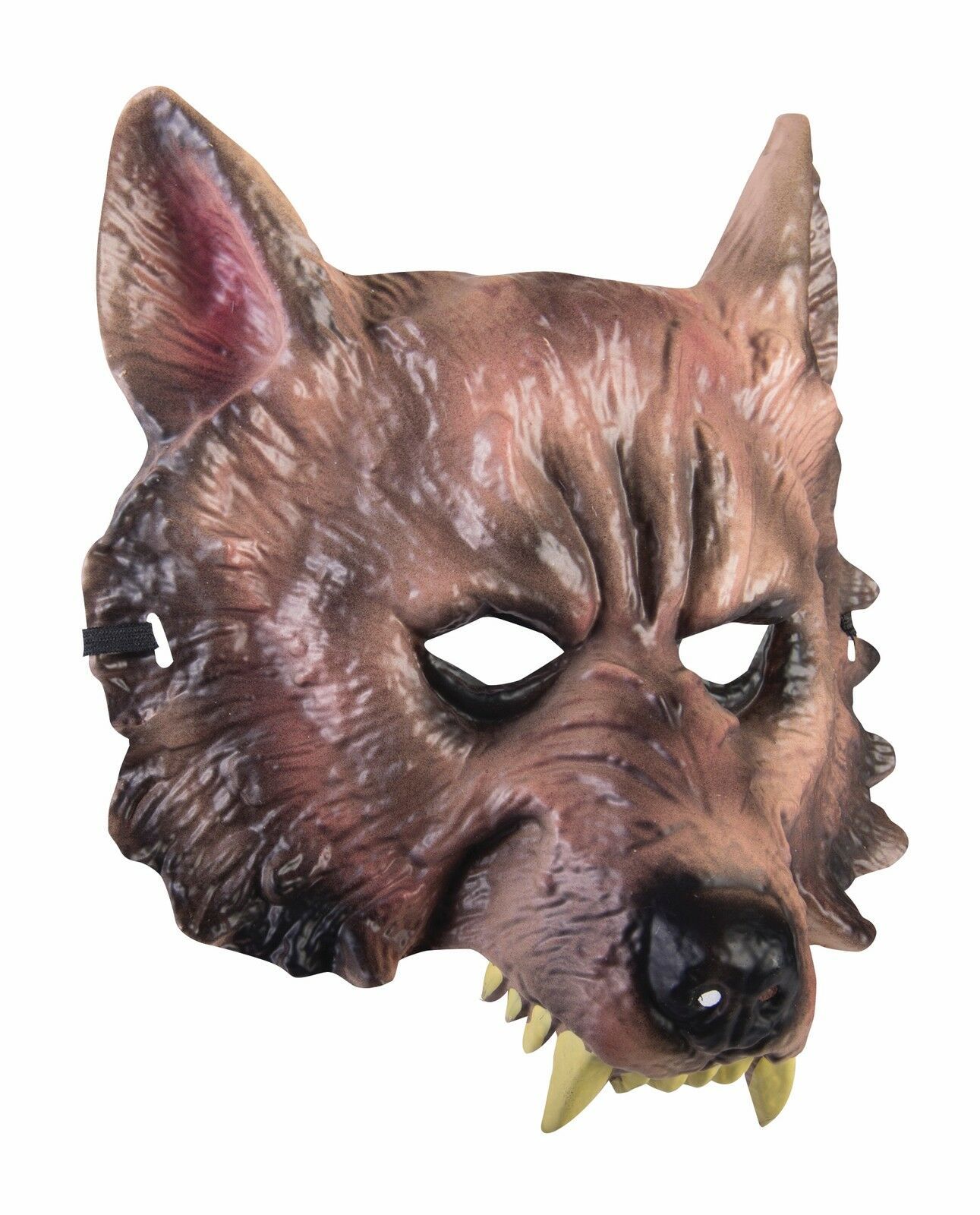 WEREWOLF WOLF ANIMAL w/FANGS PVC PLASTIC 1/2 FACE MASK ADULT HALLOWEEN ...