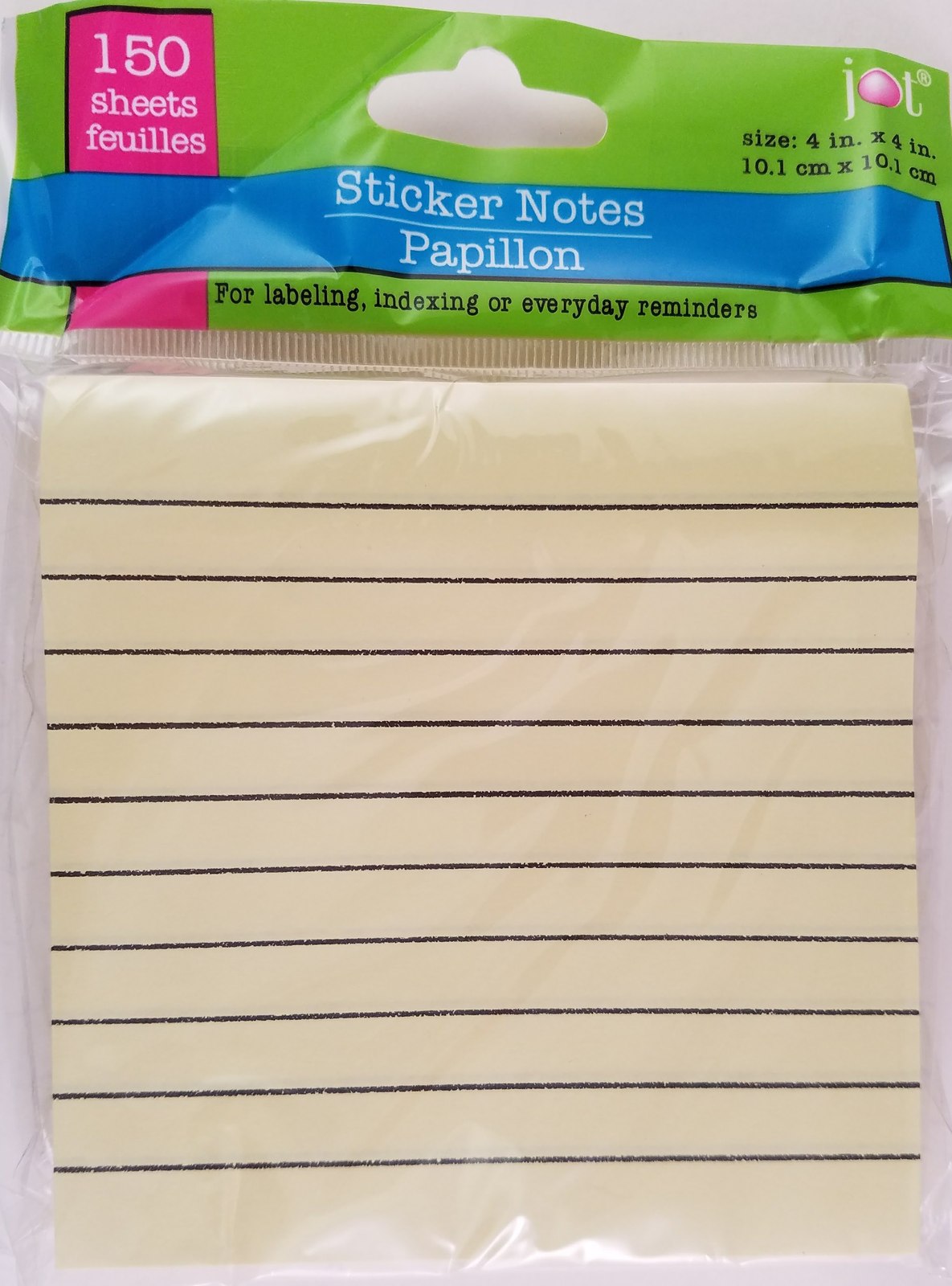 Jot STICKY NOTES RULED 4"x4" 150 Sheets/Pk, SELECT: Neon Orange, Pink ...