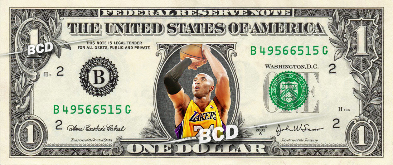KOBE BRYANT on REAL Dollar Bill Lakers Money Cash Collectible ...