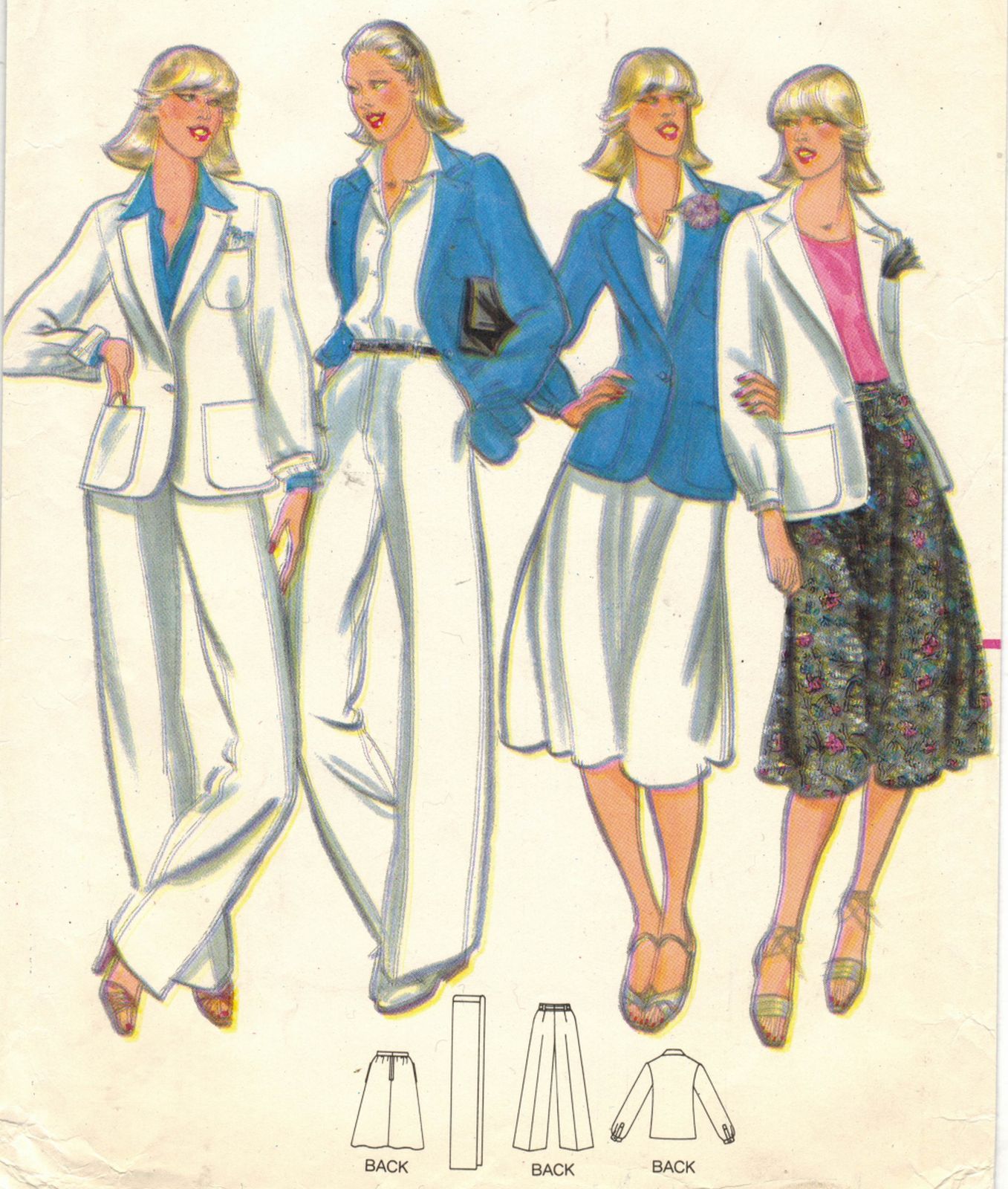 Vtg Misses Career Office Work Jacket Dirndl Skirt Pants Blazer Sew ...