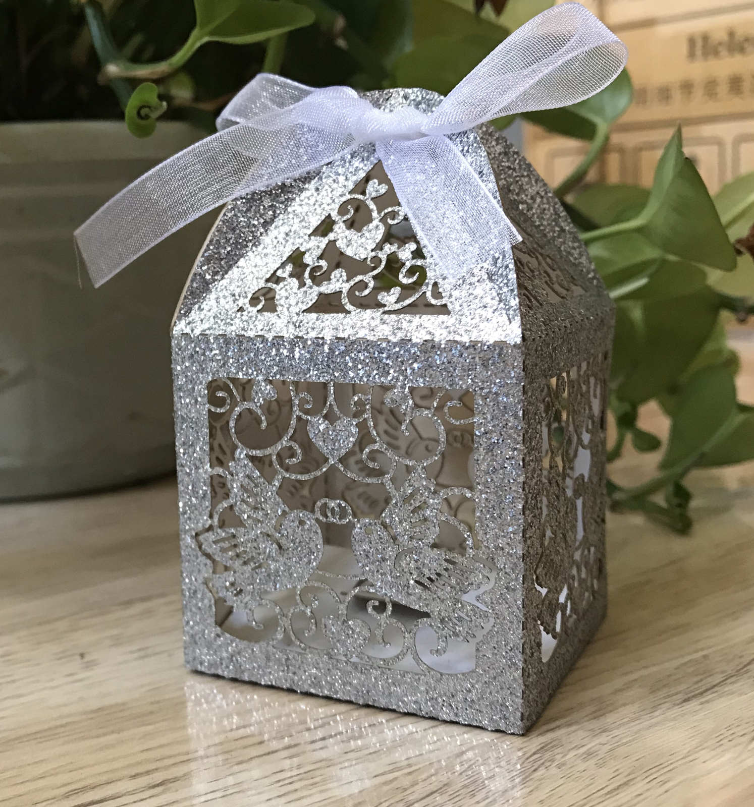 Glitter Paper 100pcs Laser Cut Wedding Favor Boxes,Chocoate Gift ...