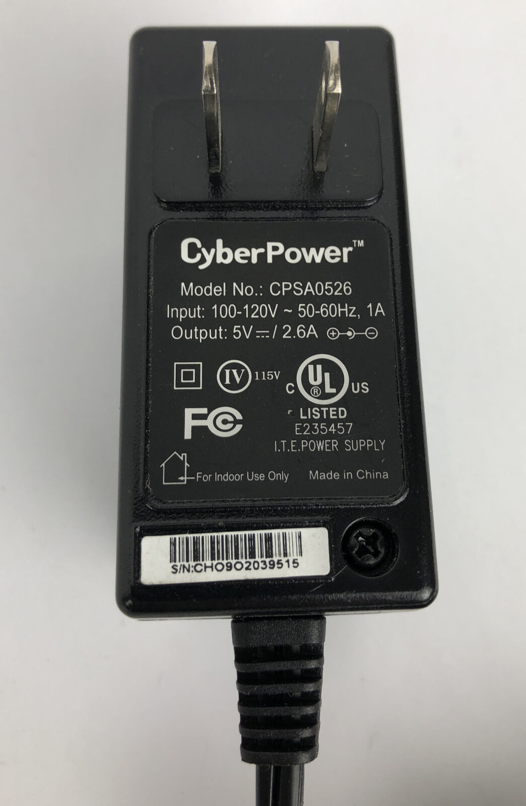 CyberPower CPSA0526 Power Supply 5V 2.6a AC Adapter (Straight Round Tip ...