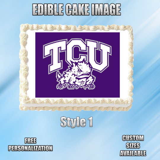 TCU Edible Image Topper Cupcake Frosting 1/4 Sheet 8.5 x 11" - Cake Toppers
