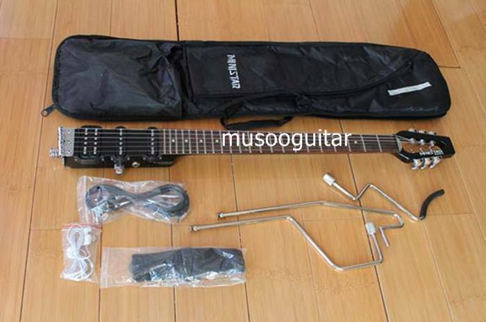 Ministar brand castar-II travel electric guitar in black color - Travel ...