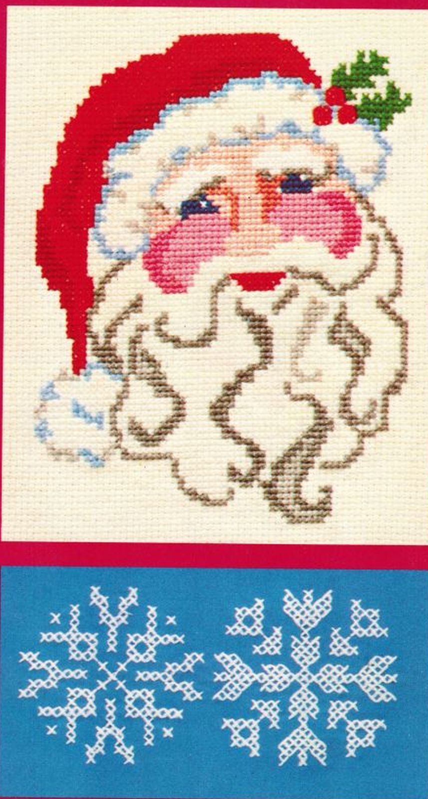 1981 Cross Stitch Iron-On Christmas Transfers Santa Skater Stocking ...