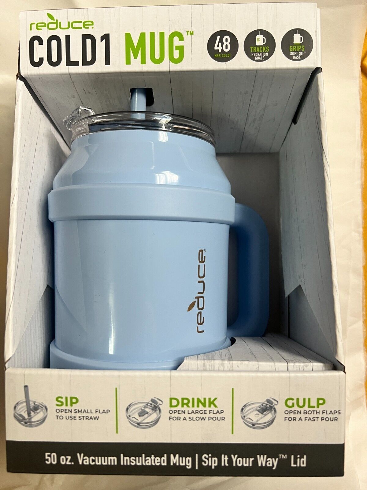 REDUCE Cold1 Mug 50 oz Tumbler with 3-in-1 Lid, Handle and Straw ...