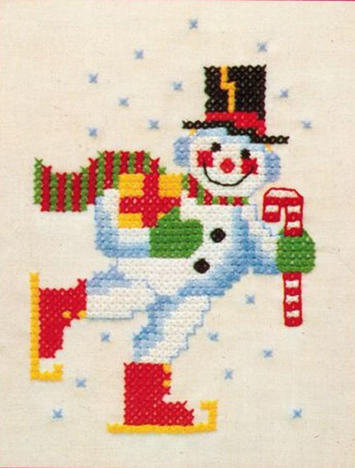 1981 Cross Stitch Iron-On Christmas Transfers Santa Skater Stocking ...