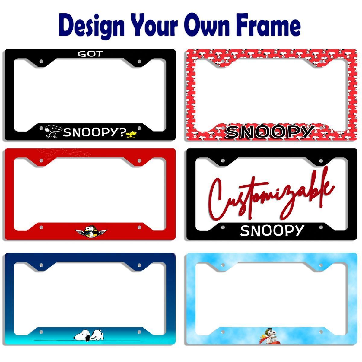 SNOOPY license plate frame Personalized custom Got Snoopy Flyer ...