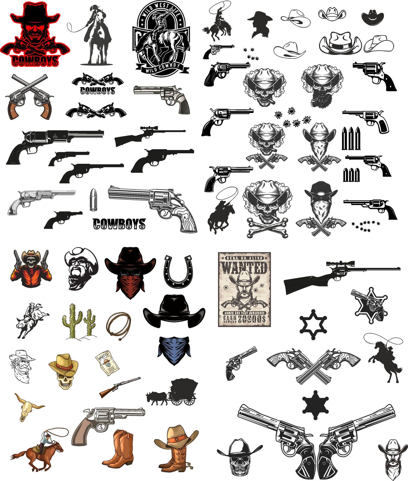 Cowboy clipart,Western Svg,country svg,Wild West svg,Guns svg,Revolver ...