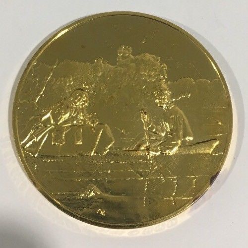 24k Gold On Sterling Silver Fur Traders On The Missouri Medal Coin - Silver