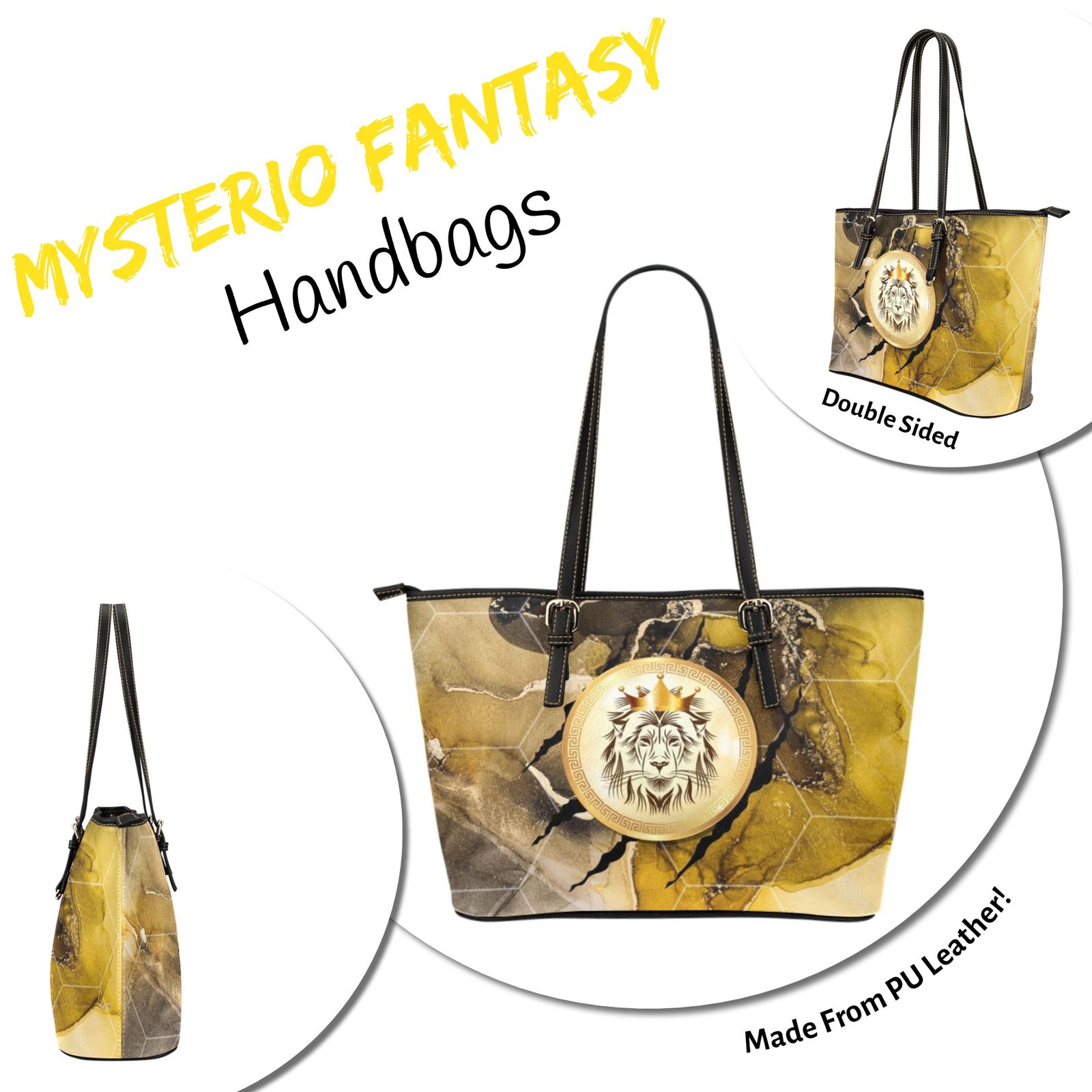 Lion Kingdom Royalty Artistic Inspired PU Leather Tote Handbag ...