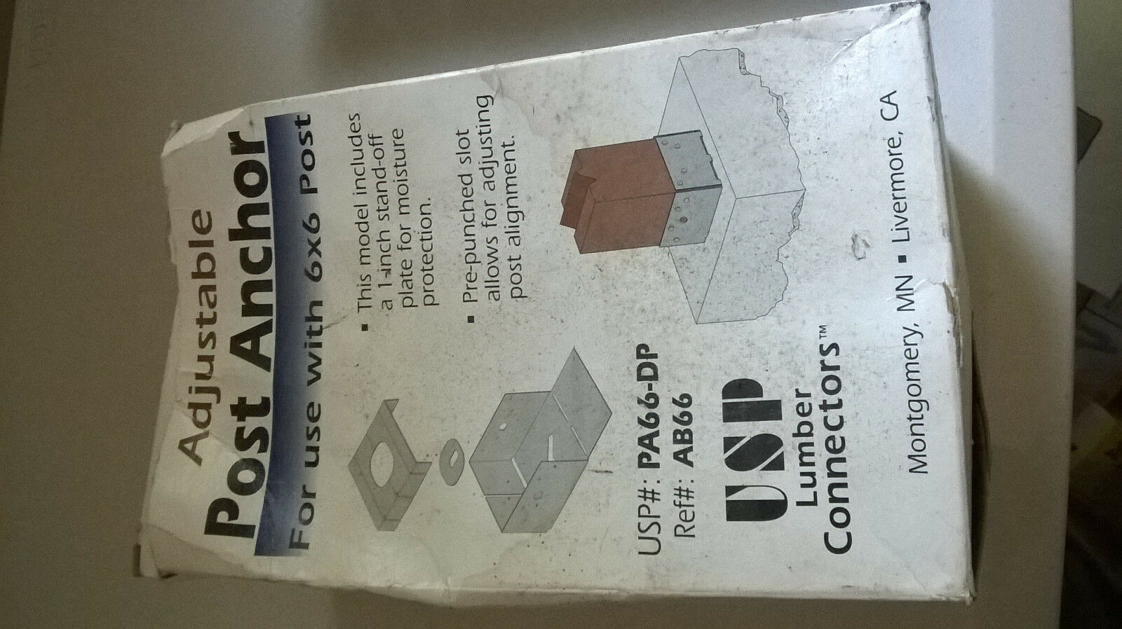 USP Lumber PA66-DP Post Anchor 4-sided 6x6 w/Display Box 18 ga 505 ...