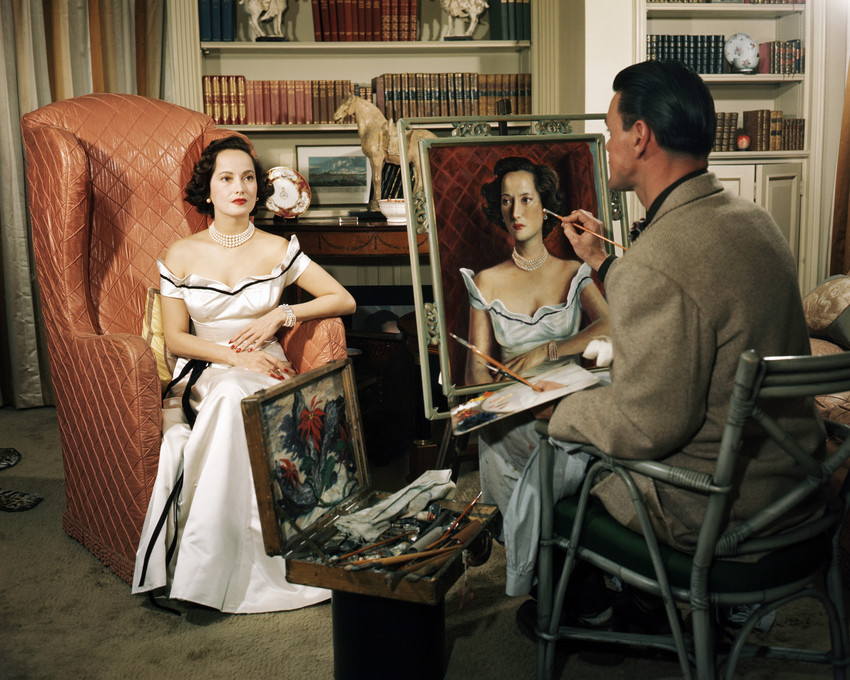 Merle Oberon 11x14 Photo being painted in her home - Photographs