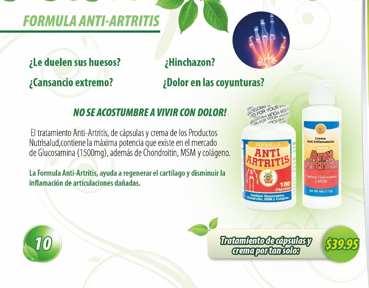 Anti Artritis Capsulas y Crema con Glucosamina, Condroitin y Colageno ...