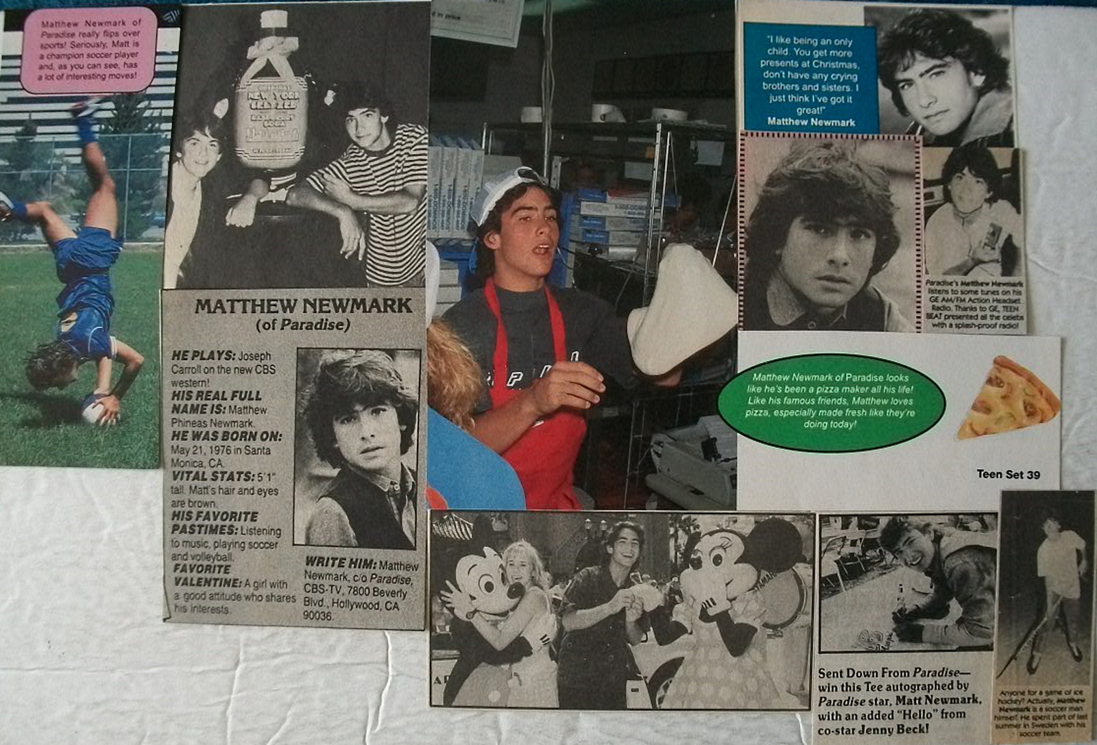 MATTHEW NEWMARK ~ (19) Color and B&W Clippings, ARTICLES, Pin-Up from 1989-1991 - Clippings