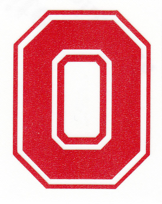 REFLECTIVE Ohio State Buckeyes Block O 2 inch Red fire helmet decal ...