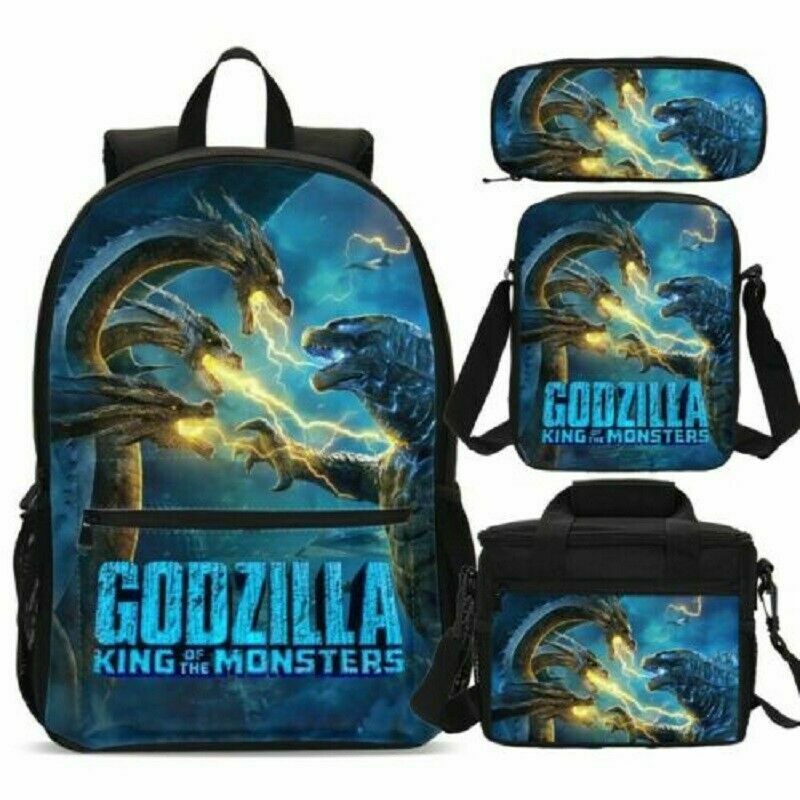 Godzilla Student School Bag Kid Pencil Case Lunch Bag Inclined Shoulder ...