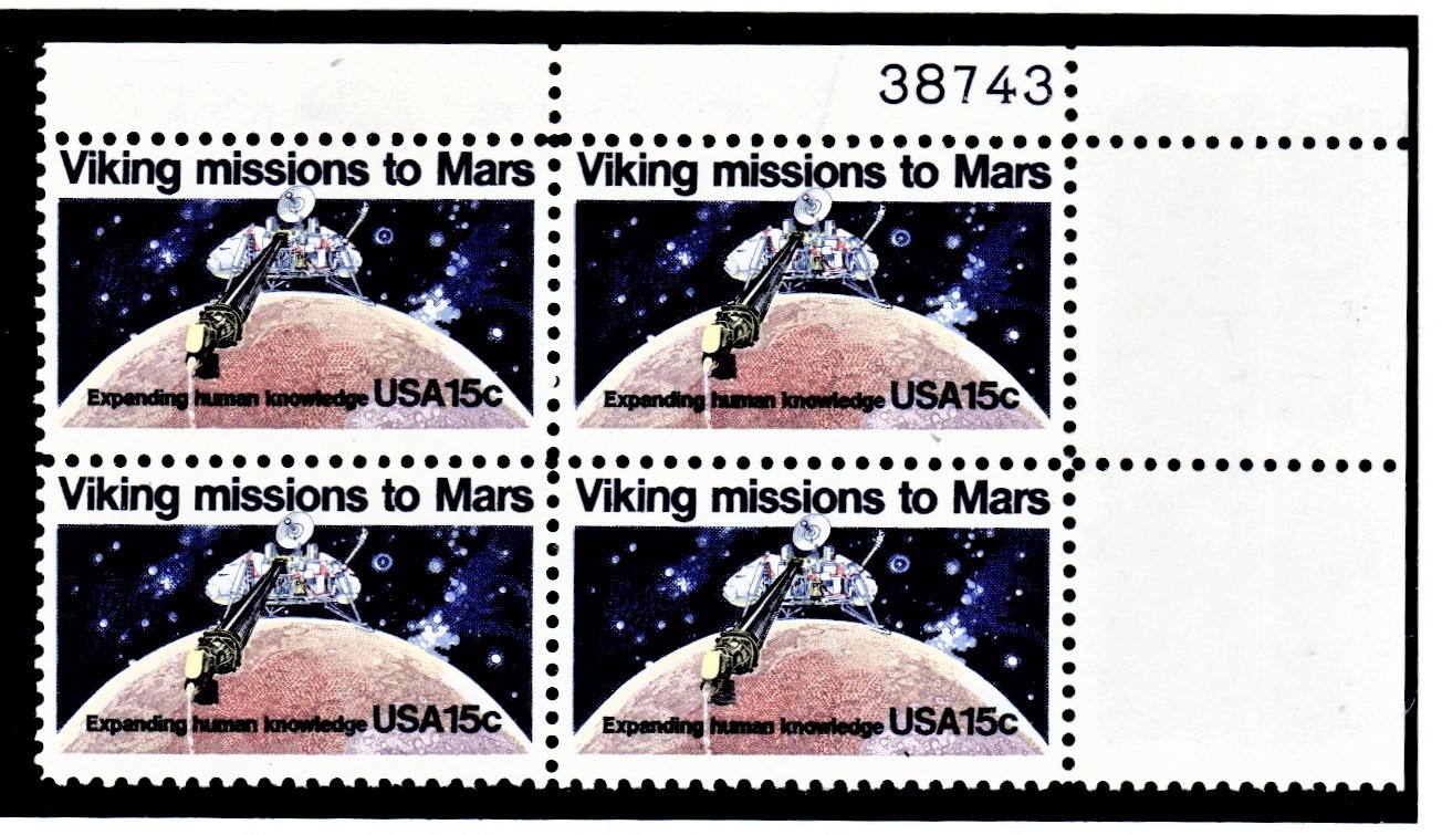 U S Stamp - 1978 Viking Mission to Mars Plate Block of 4 x10c US ...