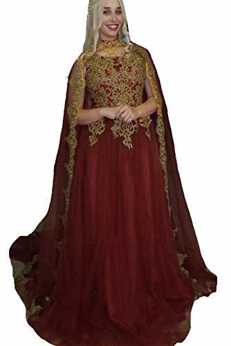 Custom Made Gold Lace Vintage Long Prom Evening Dress Wedding Gown with ...