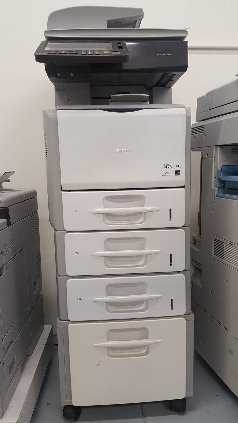 Ricoh Aficio SP 5200s B&W Laser Multifunction Printer, 3 paper tray and ...