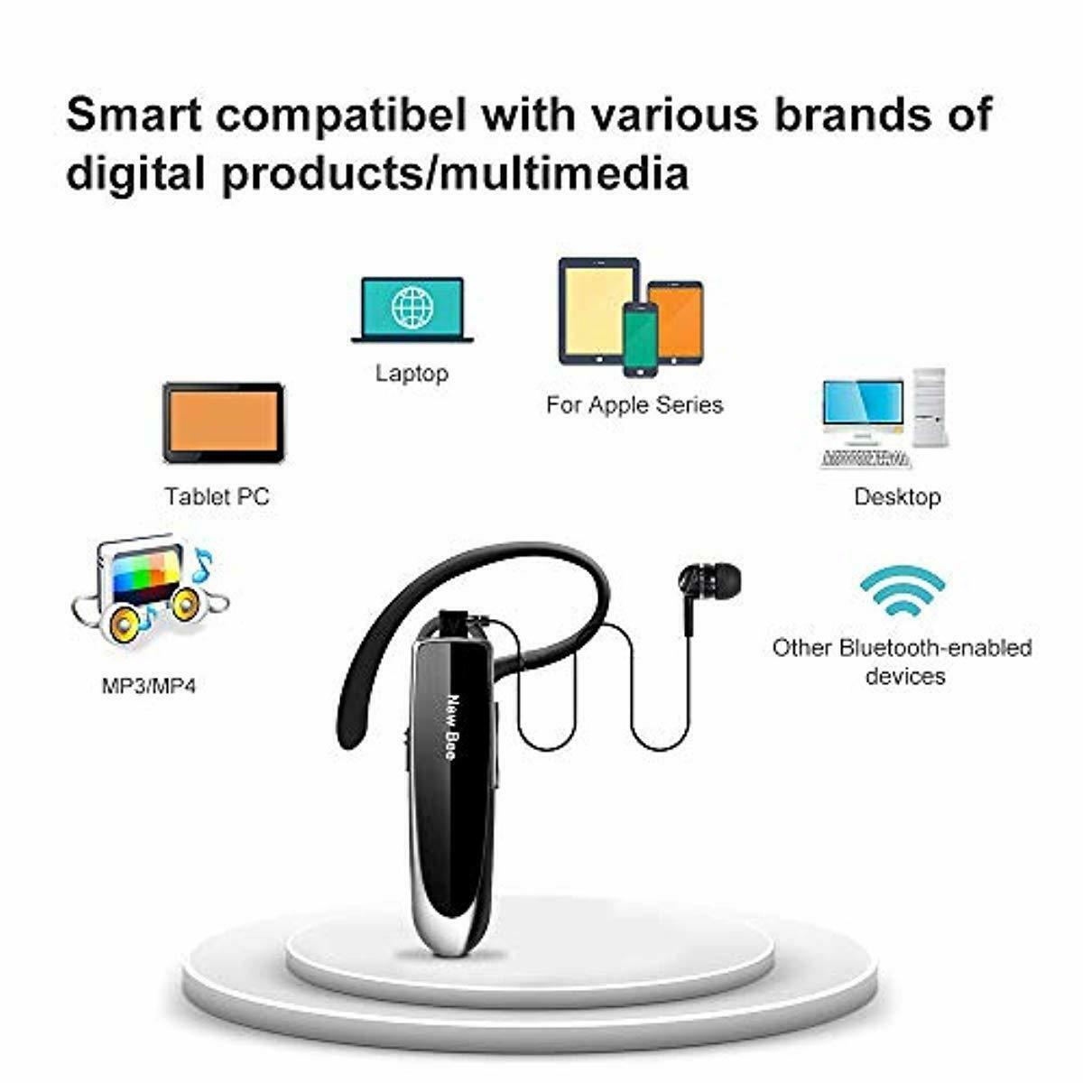 New Bee Bluetooth Earpiece V5.0 Wireless Handsfree Headset 24 Hrs ...