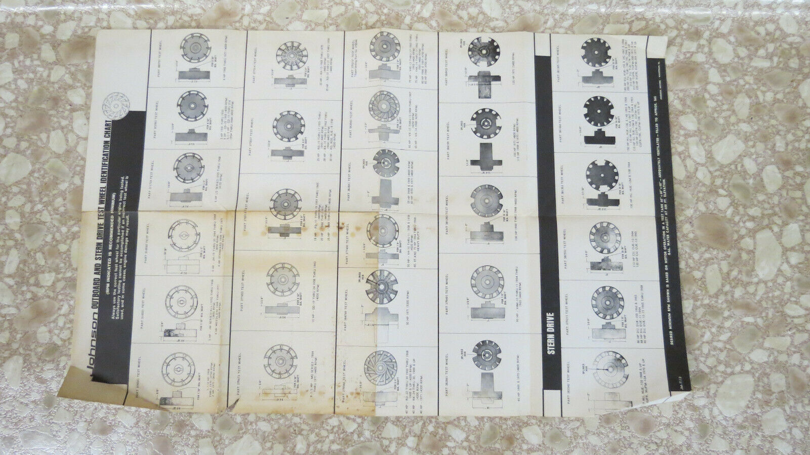 Johnson Outboard and Stern Test Wheel Identification Chart OMC Poster ...