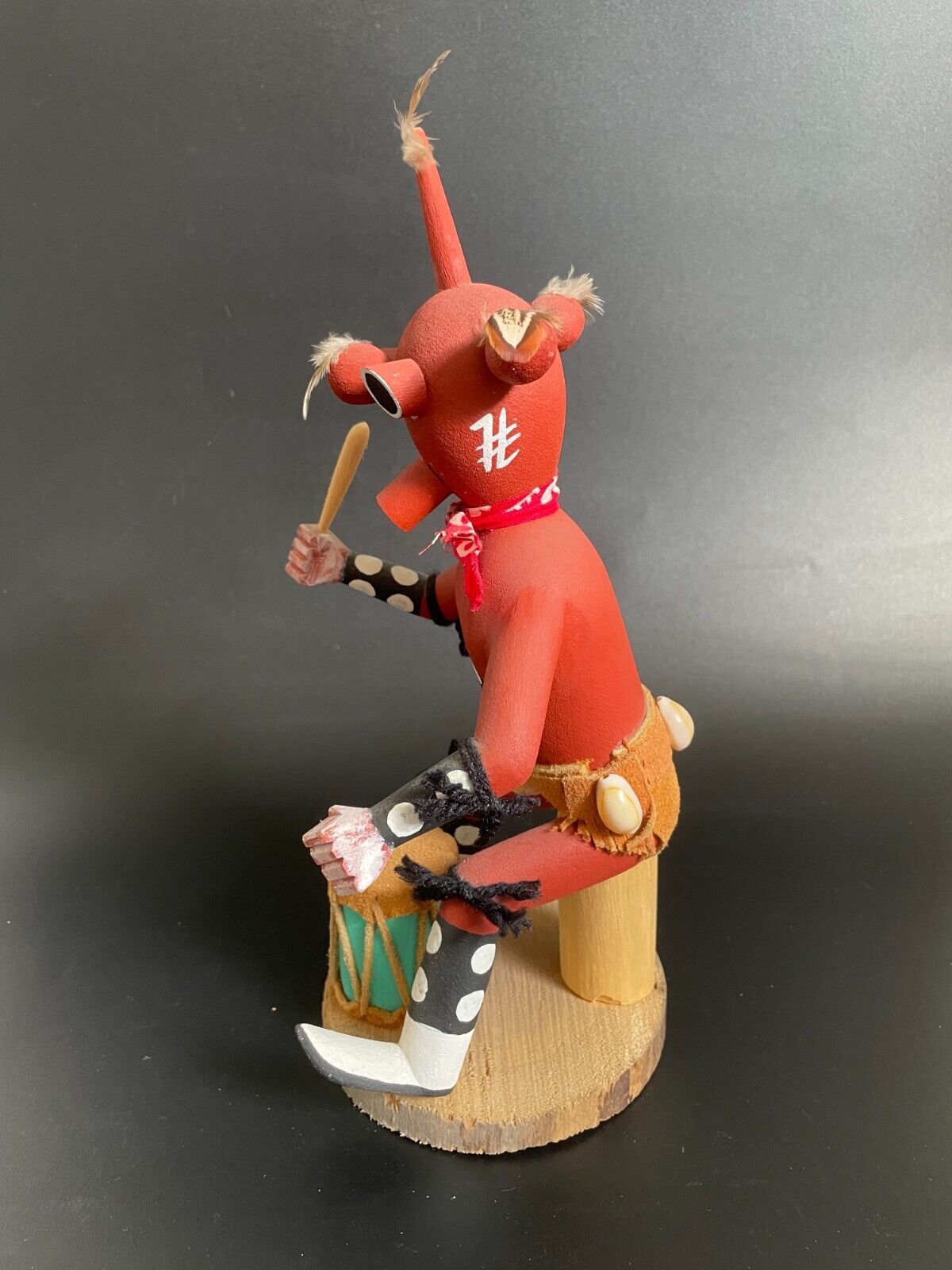 Hopi Carved Mudhead Drummer Koyemsi Kachina by H. Begay - Native ...