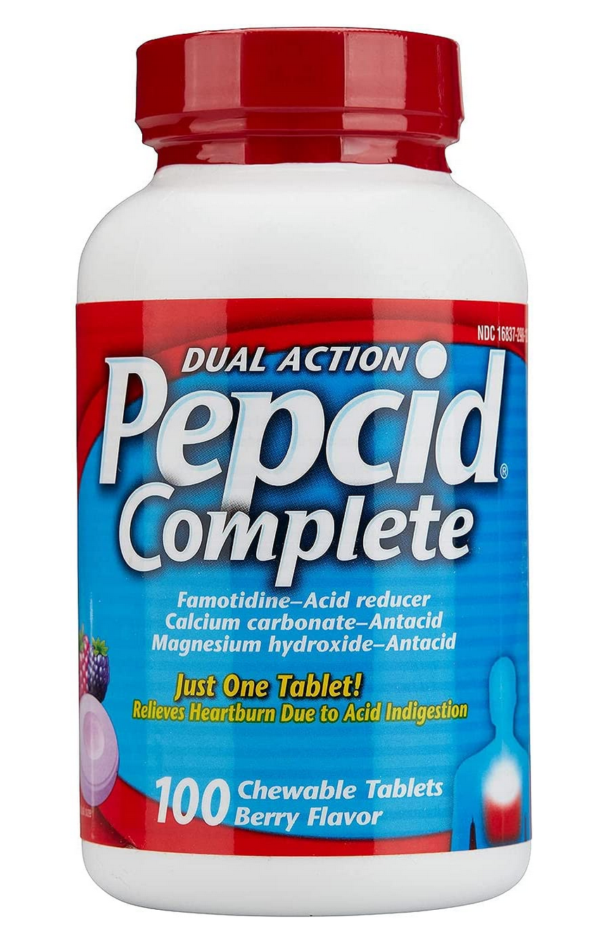 PEPCID COMPLETE 100 ct chewable BERRY flavor antacid DUAL ACTION acid ...