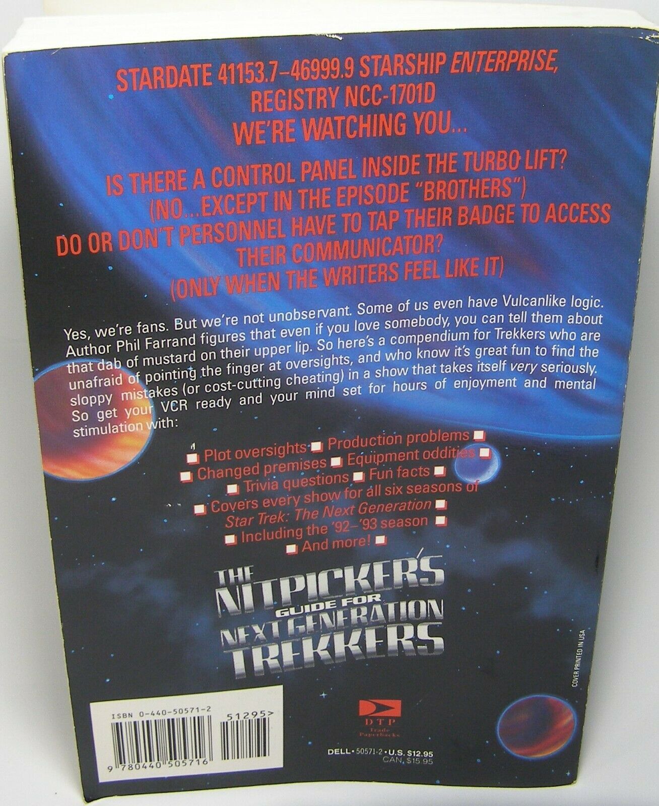 The Nitpicker's Guide for Next Generation Trekkers Softcover 1993 - Books