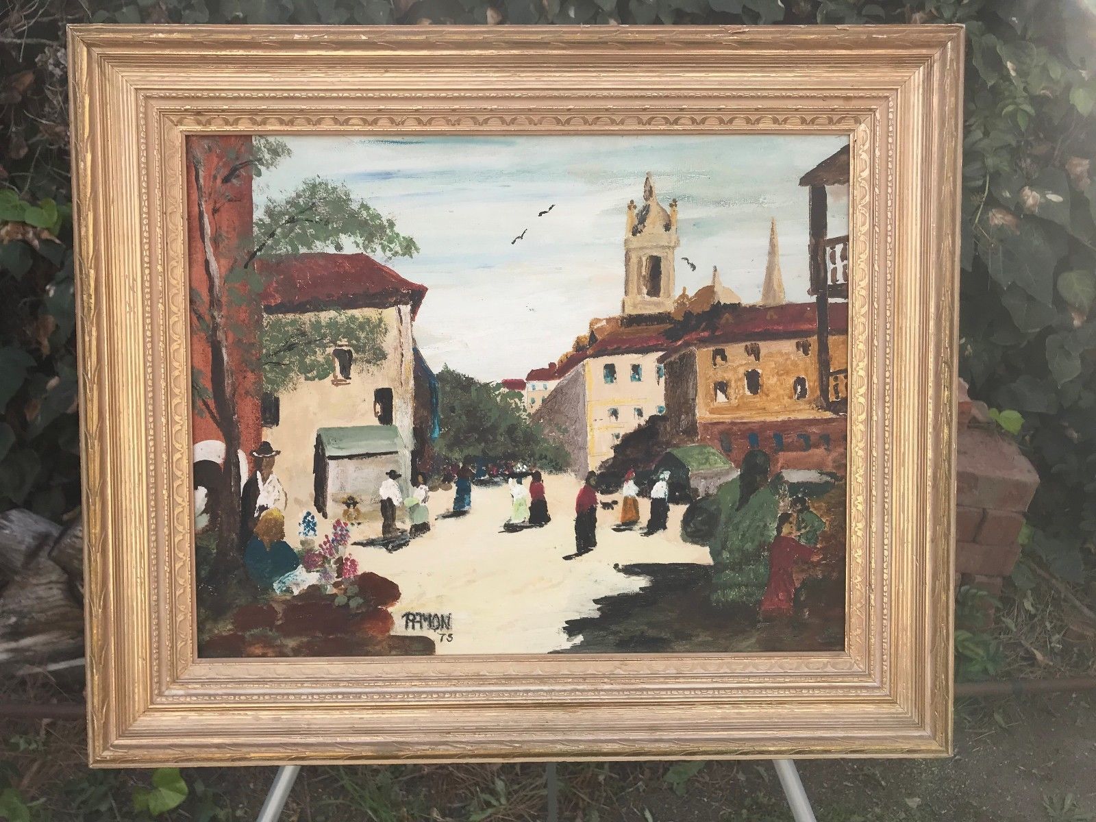 RAMON RICE Original 1975 MODERN PUEBLO LANDSCAPE PLEIN AIR VINTAGE OIL ...