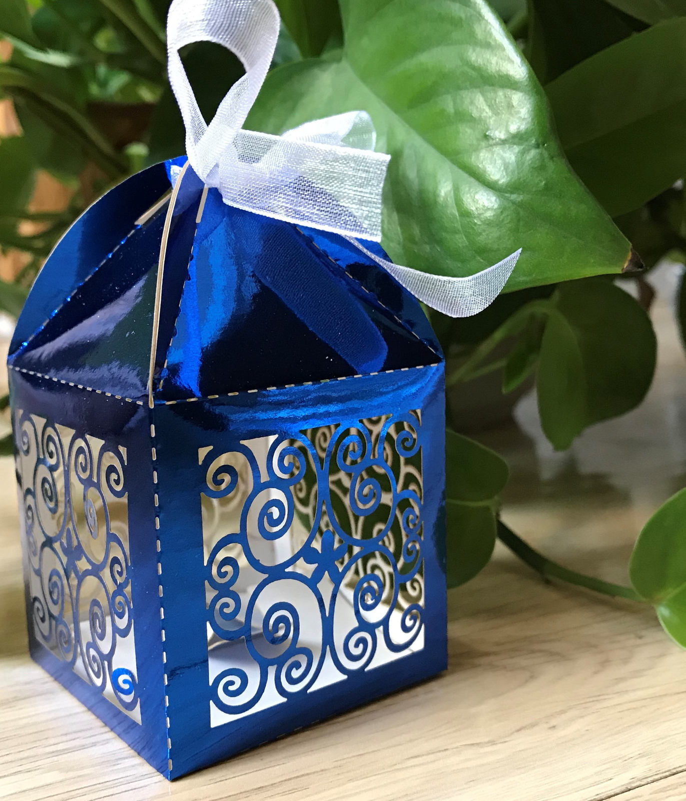 100pcs metallic Navy blue Wedding Favor Boxes,Laser Cut Gift Boxes ...