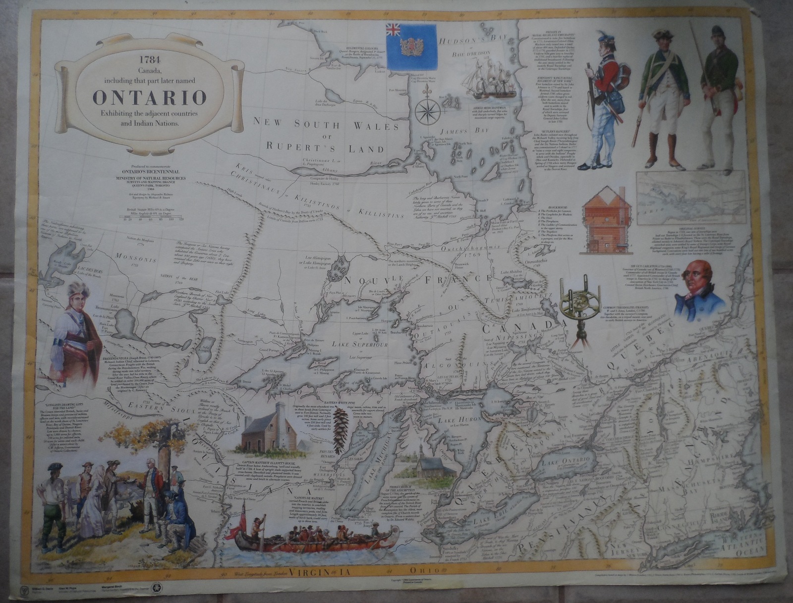 1784 Map Ontario Canada Aboriginal Indian Nations Printed 1984 30*23 ...