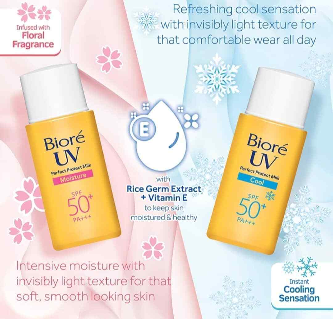 Biore UV Perfect Protect Milk Moisture SPF 50+ PA+++ 25ml x 6 packs ...