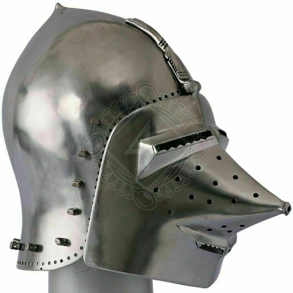 Custom SCA HNB 14 Gauge Steel Medieval Tournament Bascinet Helmet W s ...