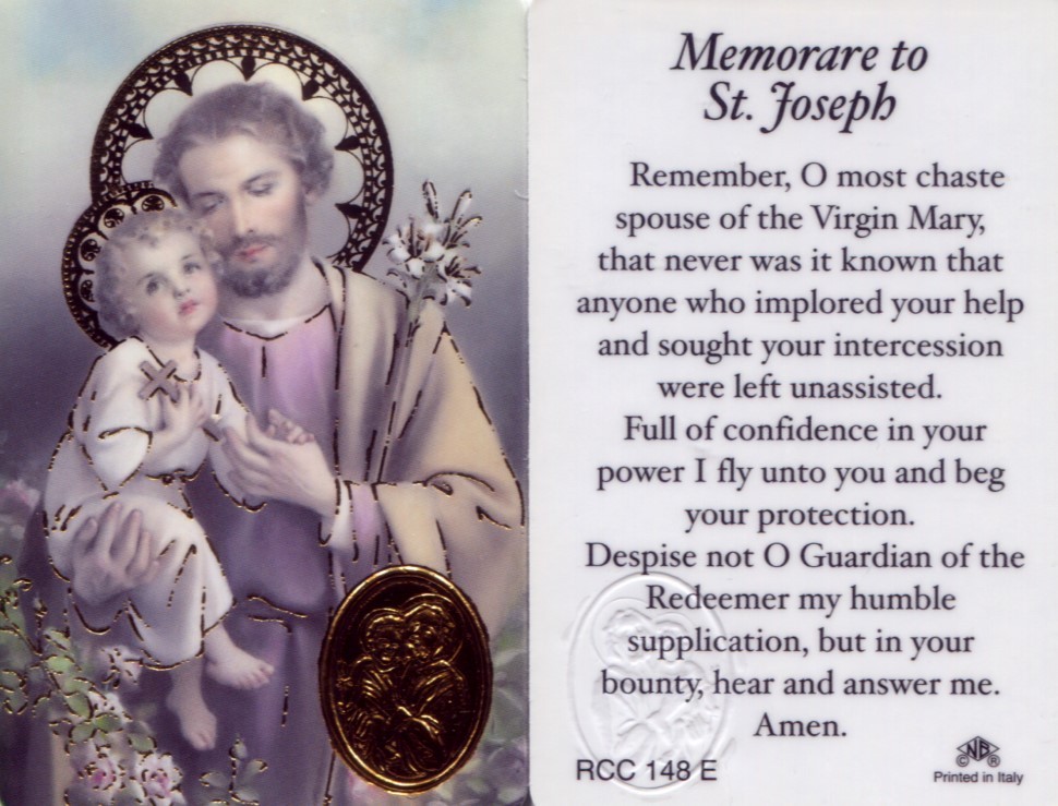 Memorare to Saint Joseph - Item EB234 - Laminated Prayer Wallet Catholic Card - Holy Cards