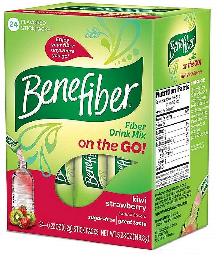 Benefiber Fiber Drink Mix On The Go! Stick Packs, Kiwi Strawberry 24 ...