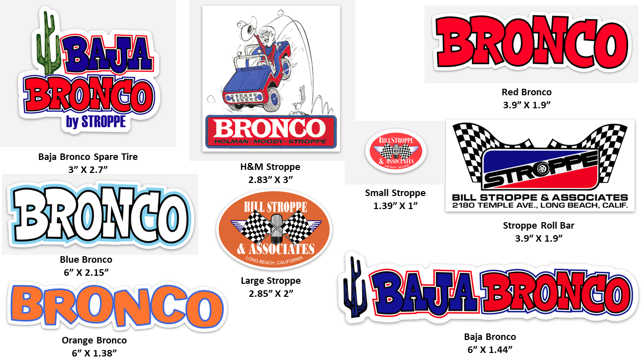 Baja Bronco Stroppe decals stickers 1966-1977 classic vintage racing ...