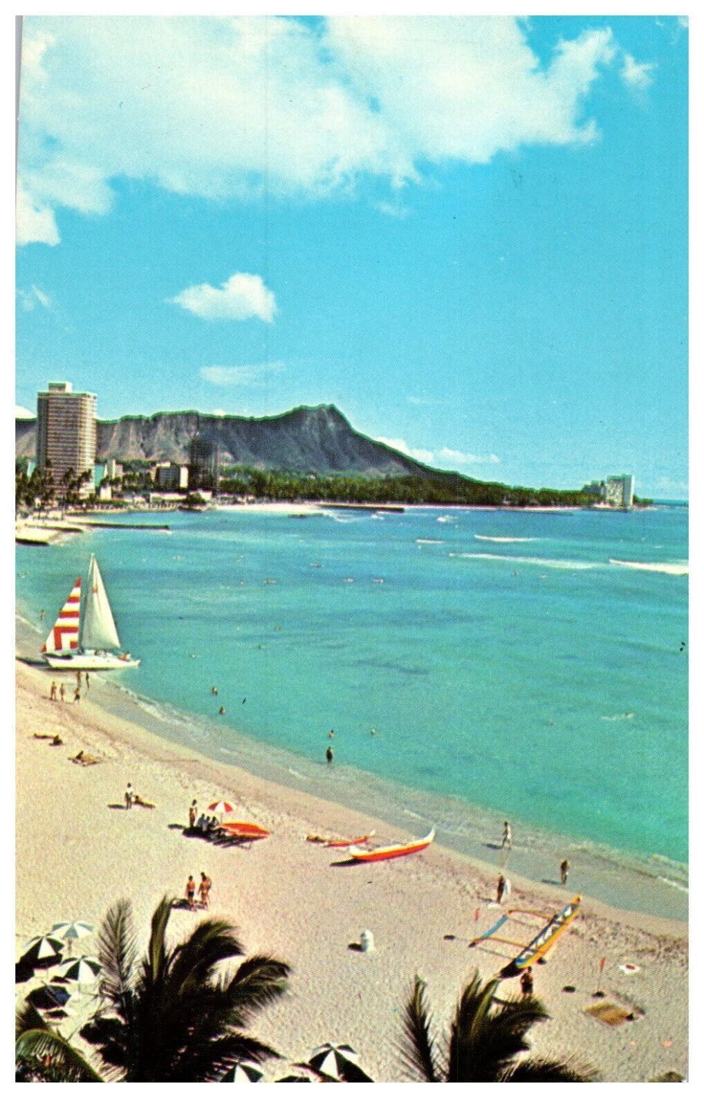 Waikiki Beach Looking Toward Diamond Head Hawaii Postcard Posted 1960 ...