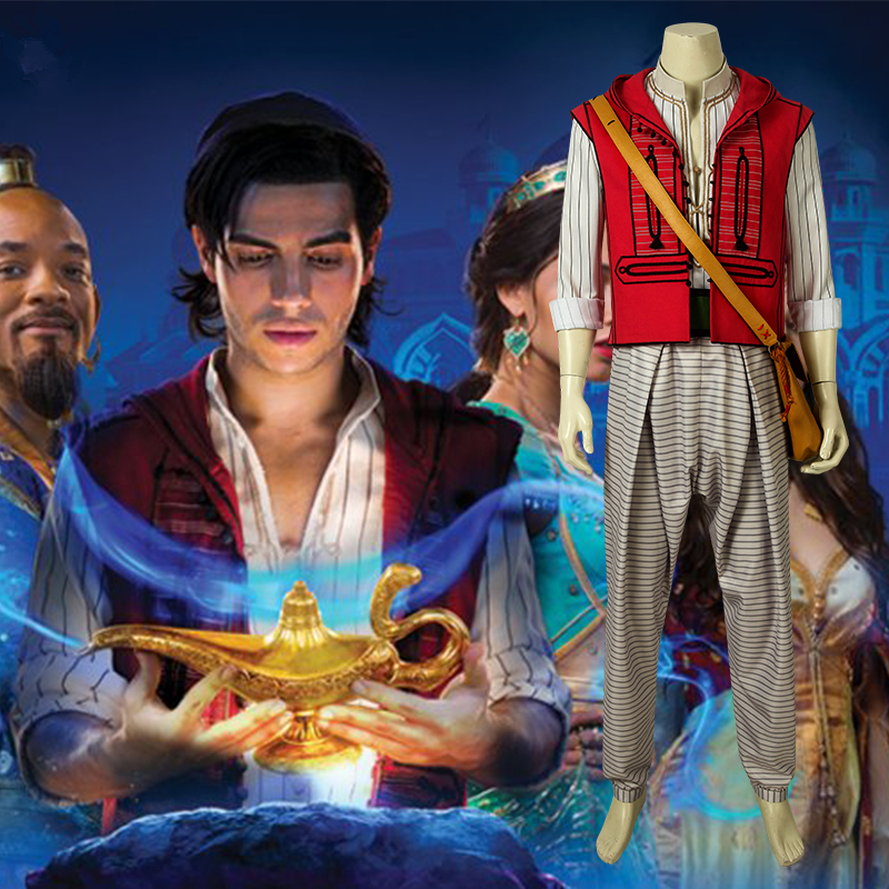 Aladdin 2019 Live Action New Prince Aladdin Costume Red Outfit - Men