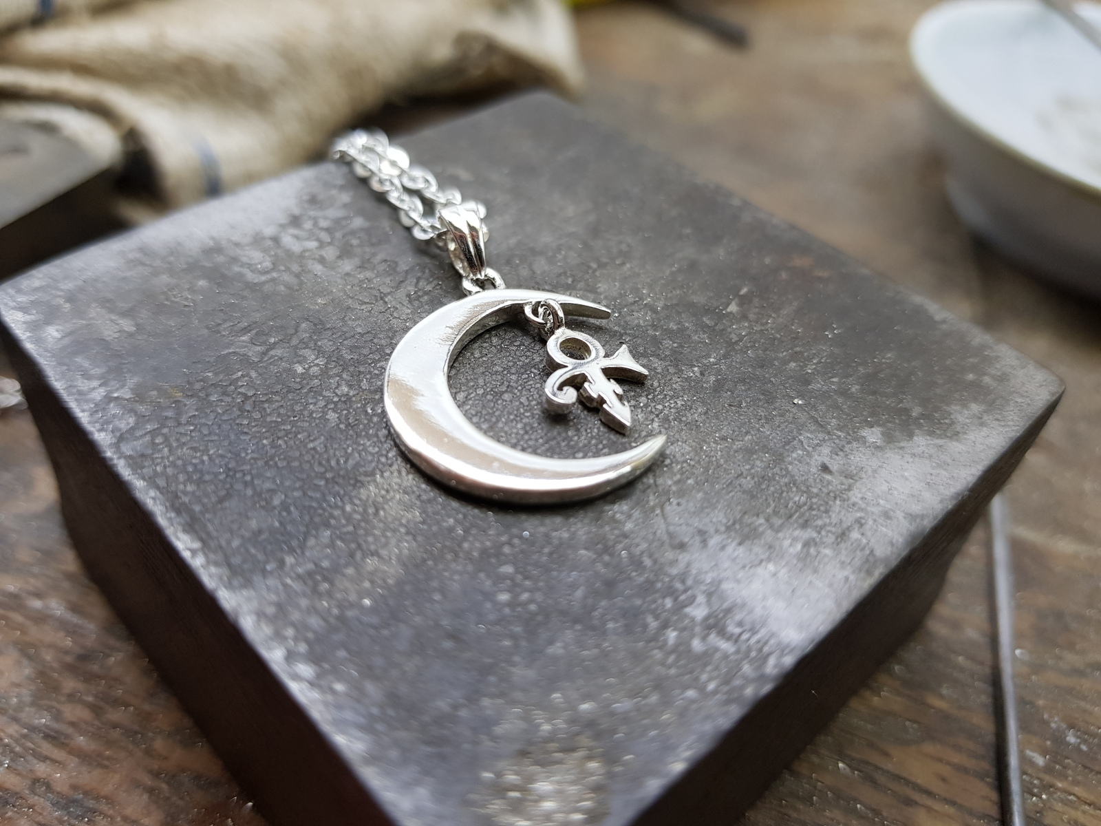 Pendant - Moon Crest Love - Remembrance Symbol - 925 Silver - Handmade ...