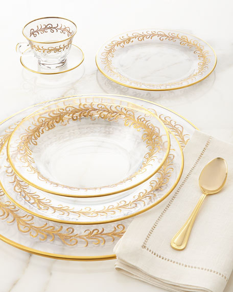 High Class Elegance Vintage Style 24k Gold Scroll Accent Clear Glass ...