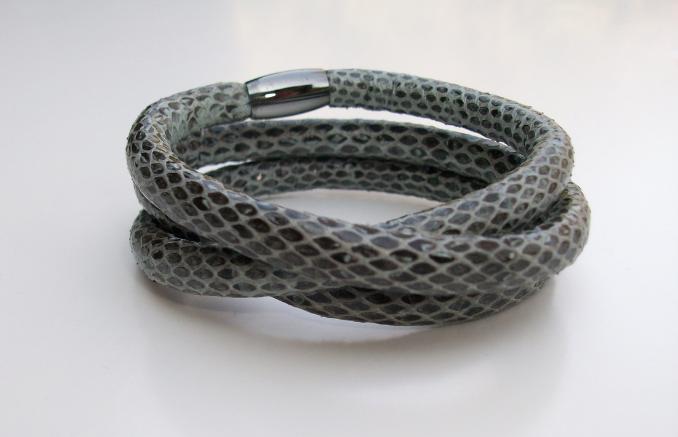 Snake Skin Bracelet, Story by Kranz & Ziegler, 3 Wrap, Gray, New ...