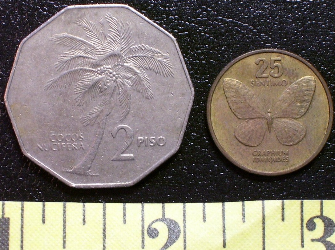 Philippine Coin Lot (2) 1985 Two Peso + 1989 25 Sentimo - Mixed Lots