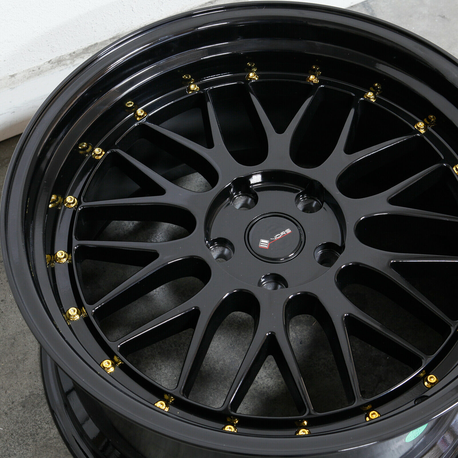 19x8.5 Vors VR8 5x115 35 Gloss Black Wheels Rims Set(4) - Wheels