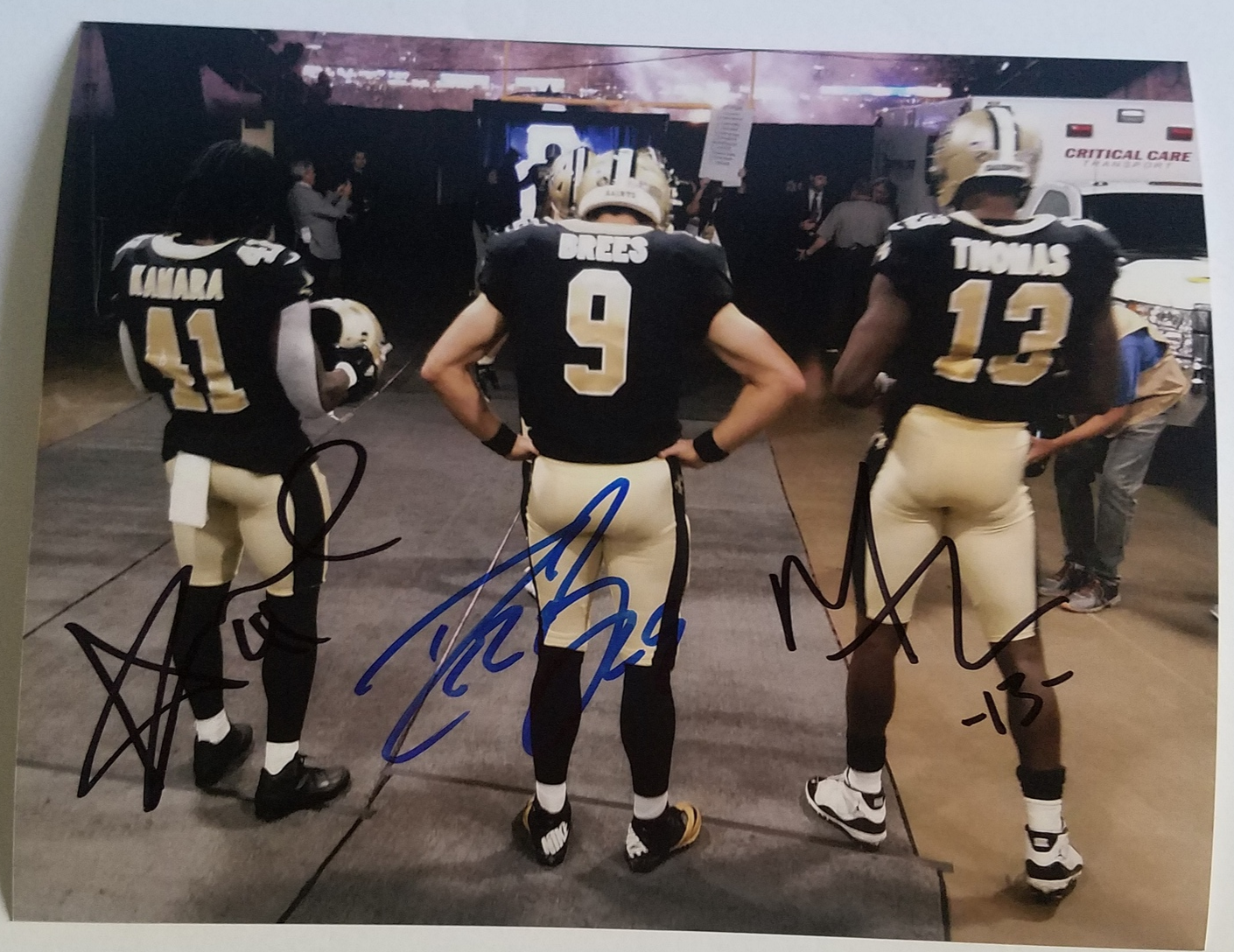 Drew Brees, Michael Thomas, & Alvin Kamara 8 x 10 photo signed - Photos