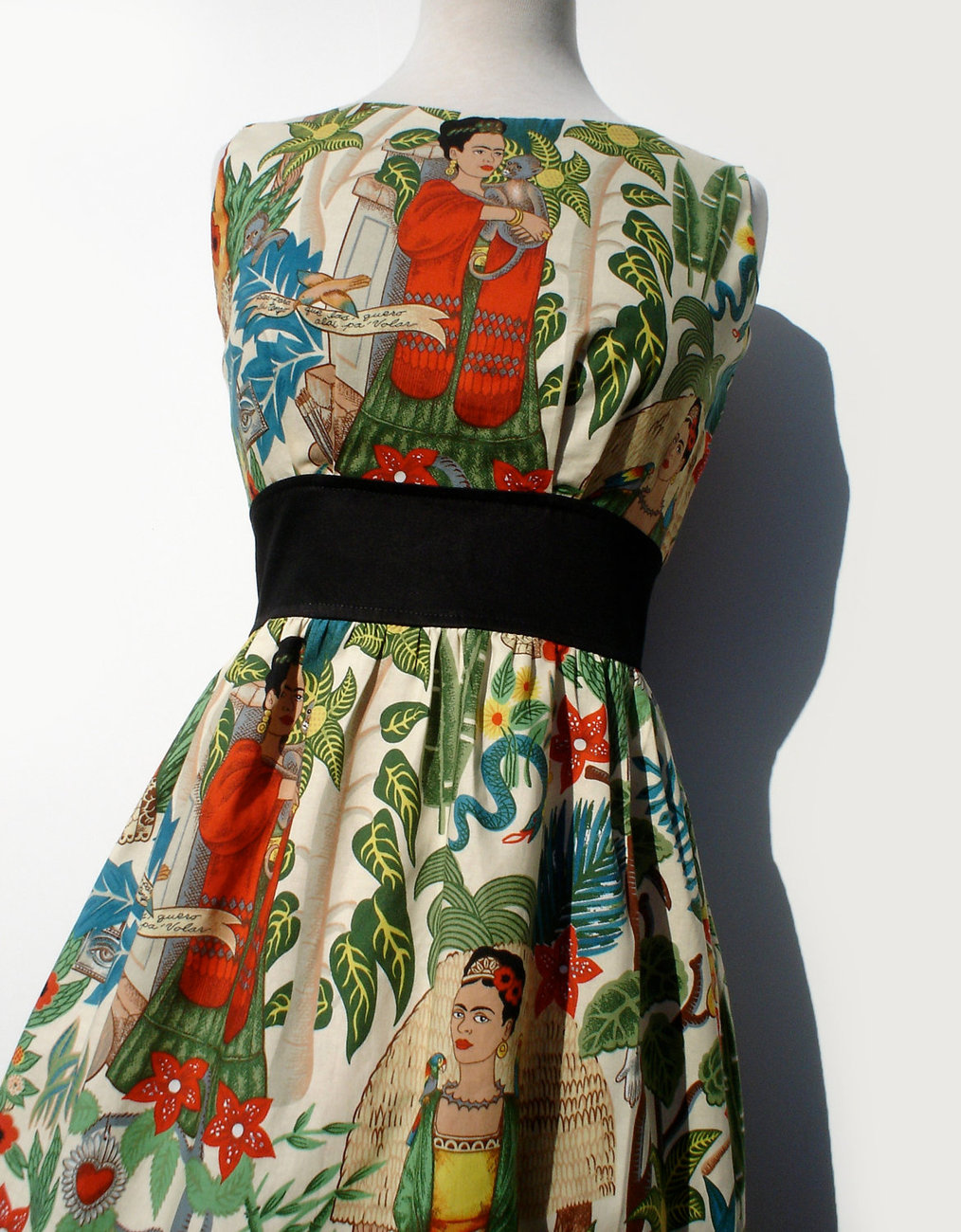 Frida Kahlo Dress/ Vintage Inspired/ 50s Inspired Frida Dress / Mexican ...