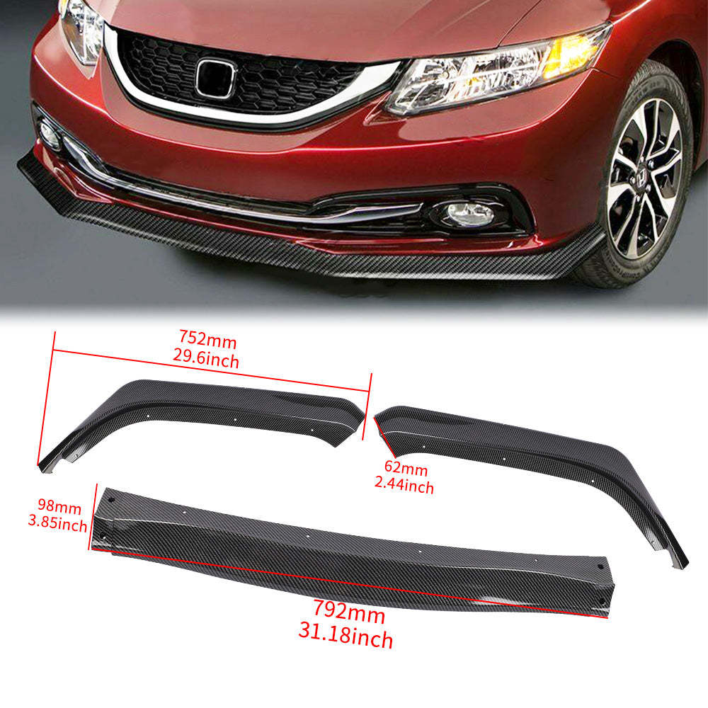 Brand New 3PCS 2013-2015 Honda Civic 4dr Sedan Carbon Fiber Front ...