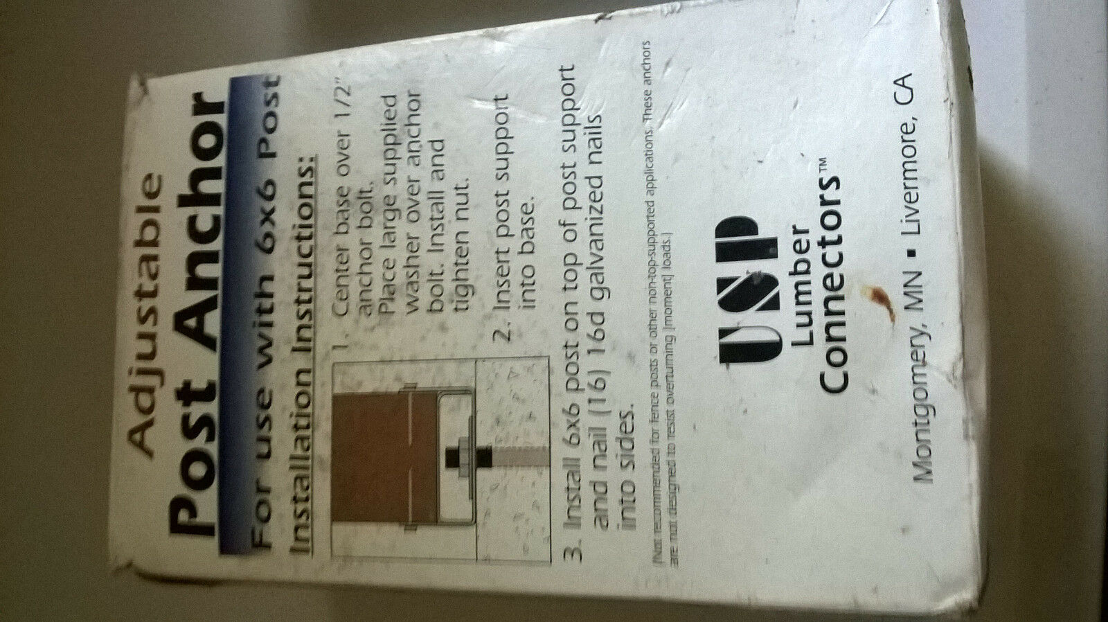 USP Lumber PA66-DP Post Anchor 4-sided 6x6 w/Display Box 18 ga 505 ...