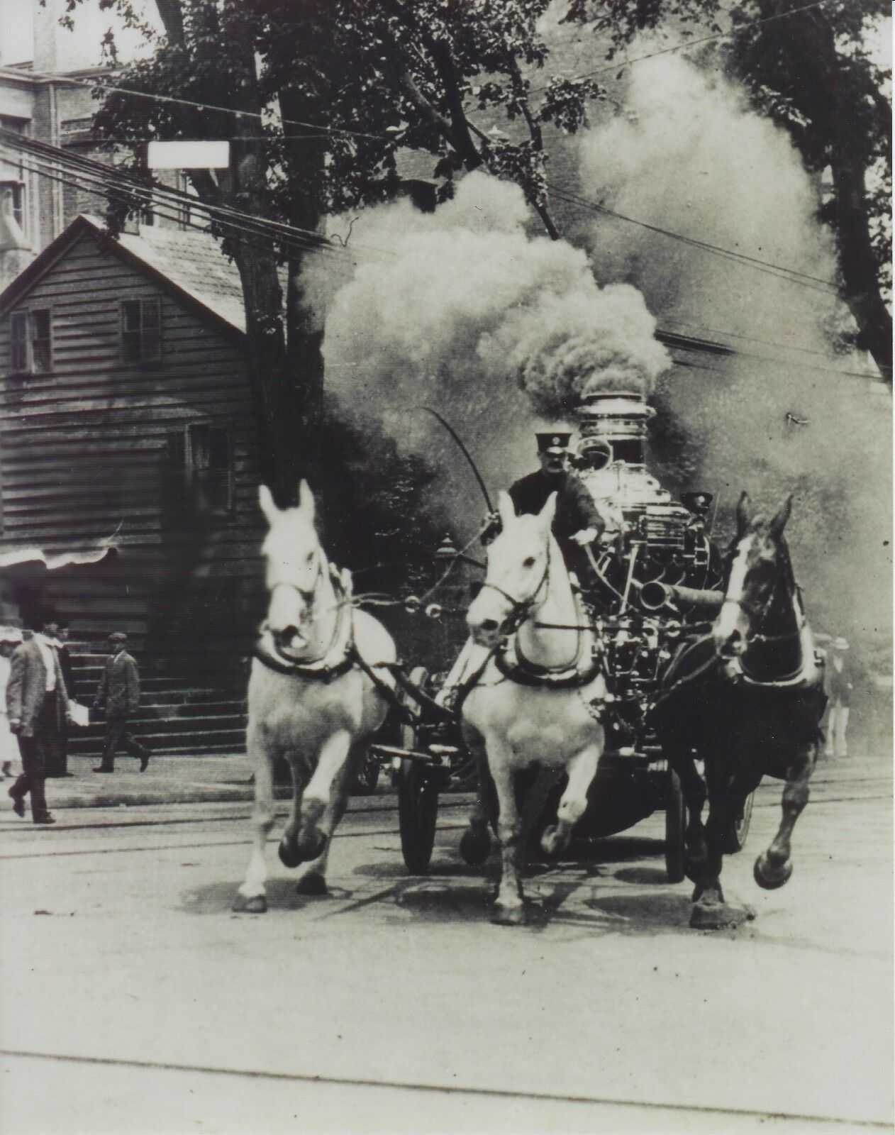 HORSE DRAWN FIRE TRUCK 8X10 PHOTO PICTURE FIREFIGHTING 1890'S FURNACE ...