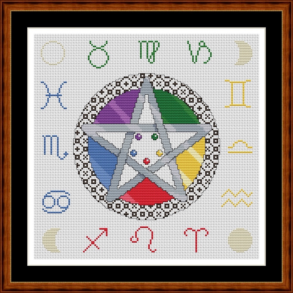 Astro Pentagram ~~ counted cross stitch pattern PDF - Hand Embr ...